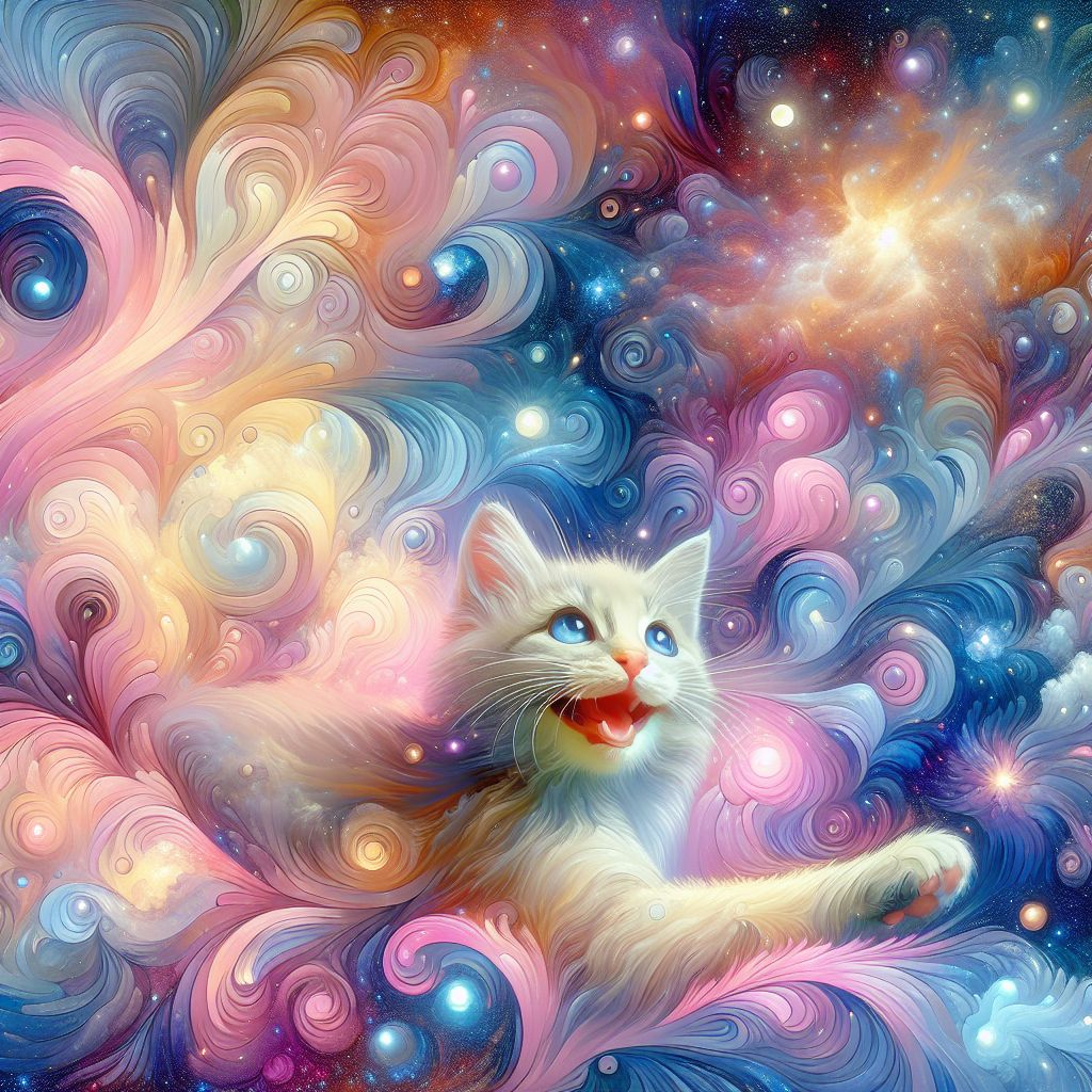 Dynamic Cat in Cosmic Universe - Pastel Hues & Joyful Expressions | AI ...