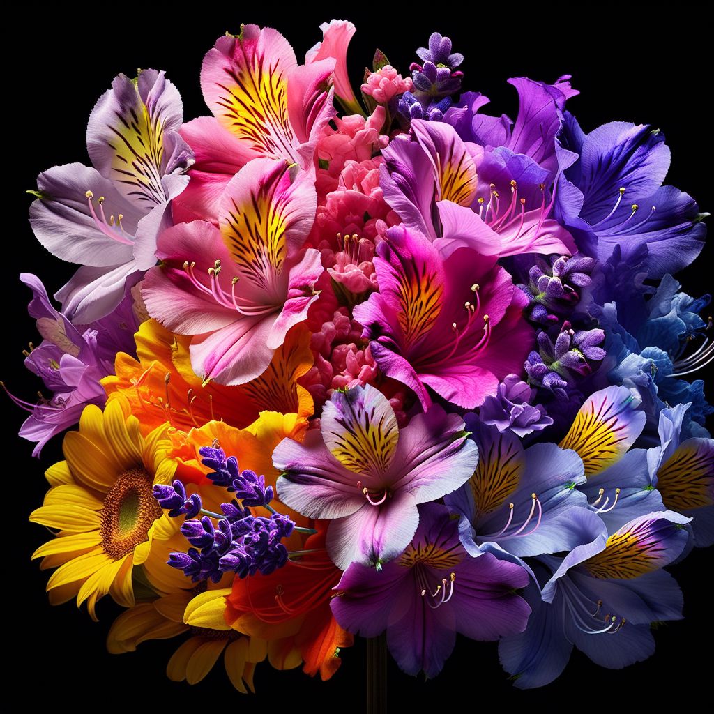 Vivid Chimera Flower - Cherry Blossom, Lavender, Sunflower & Azalea Mix ... Vivid Chimera Flower - Cherry Blossom, Lavender, Sunflower & Azalea Mix ...