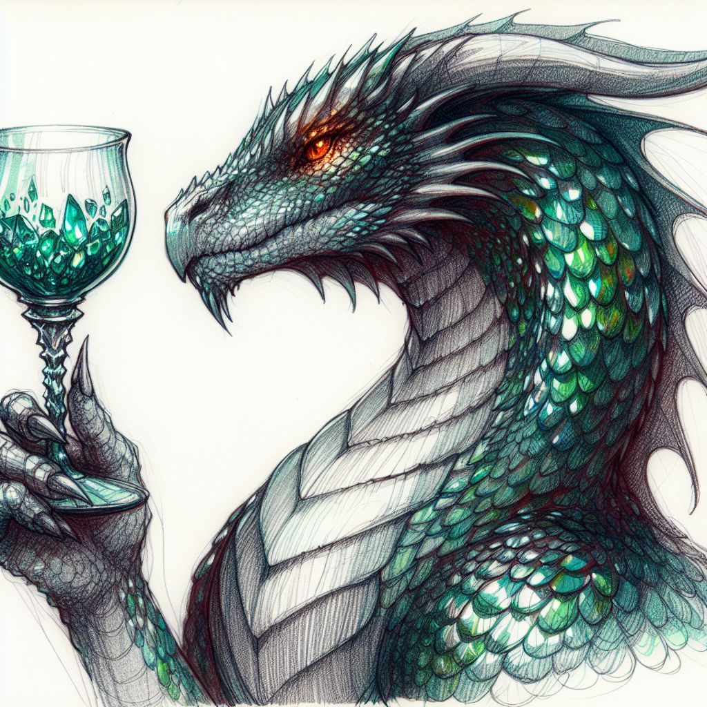 Regal Dragon Sketch: An Enigmatic Scene | AI Art Generator | Easy-Peasy.AI