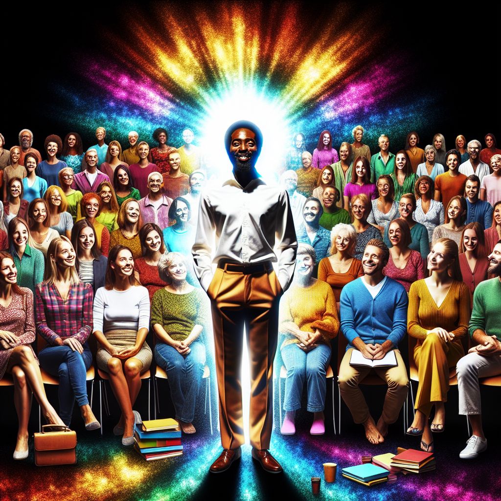 Diverse Crowd with Stand-Up Comedian | Vibrant Photo | AI Art Generator ...