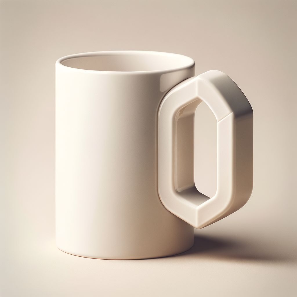 White Ceramic Mug with Unique Handle Design | Unconventional & Sleek ...