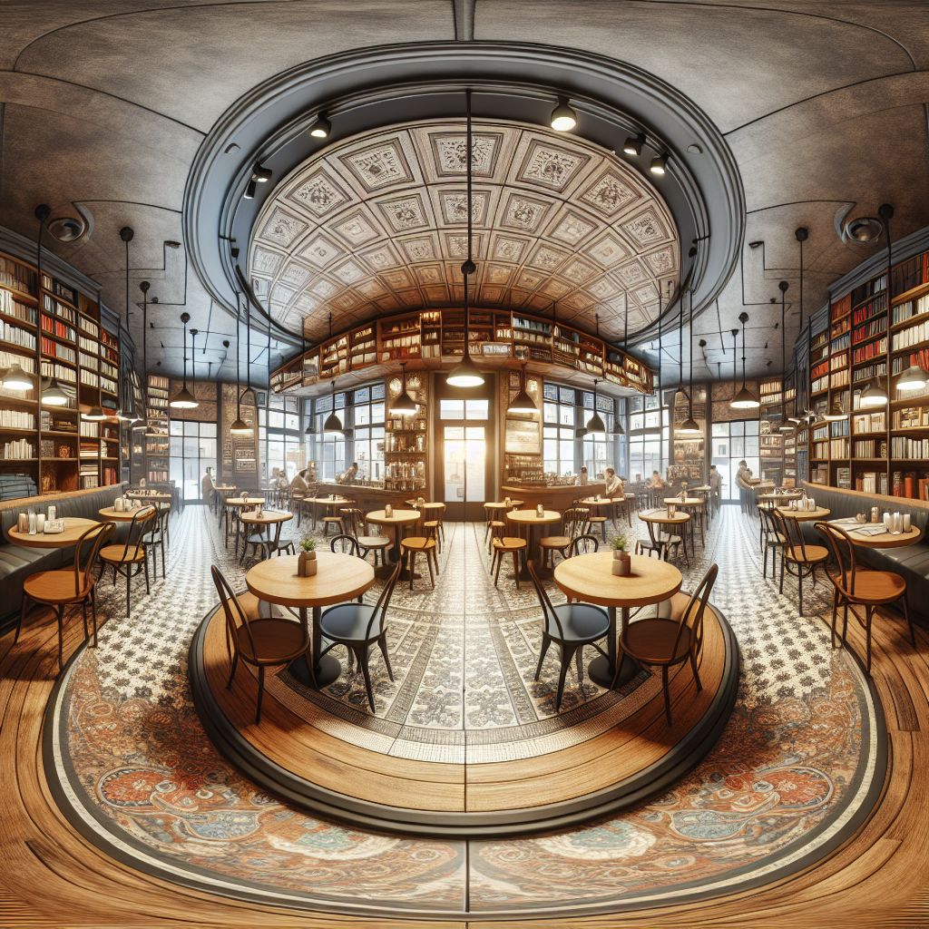 Immersive 360-Degree View of a Vibrant Establishment | AI Art Generator ...