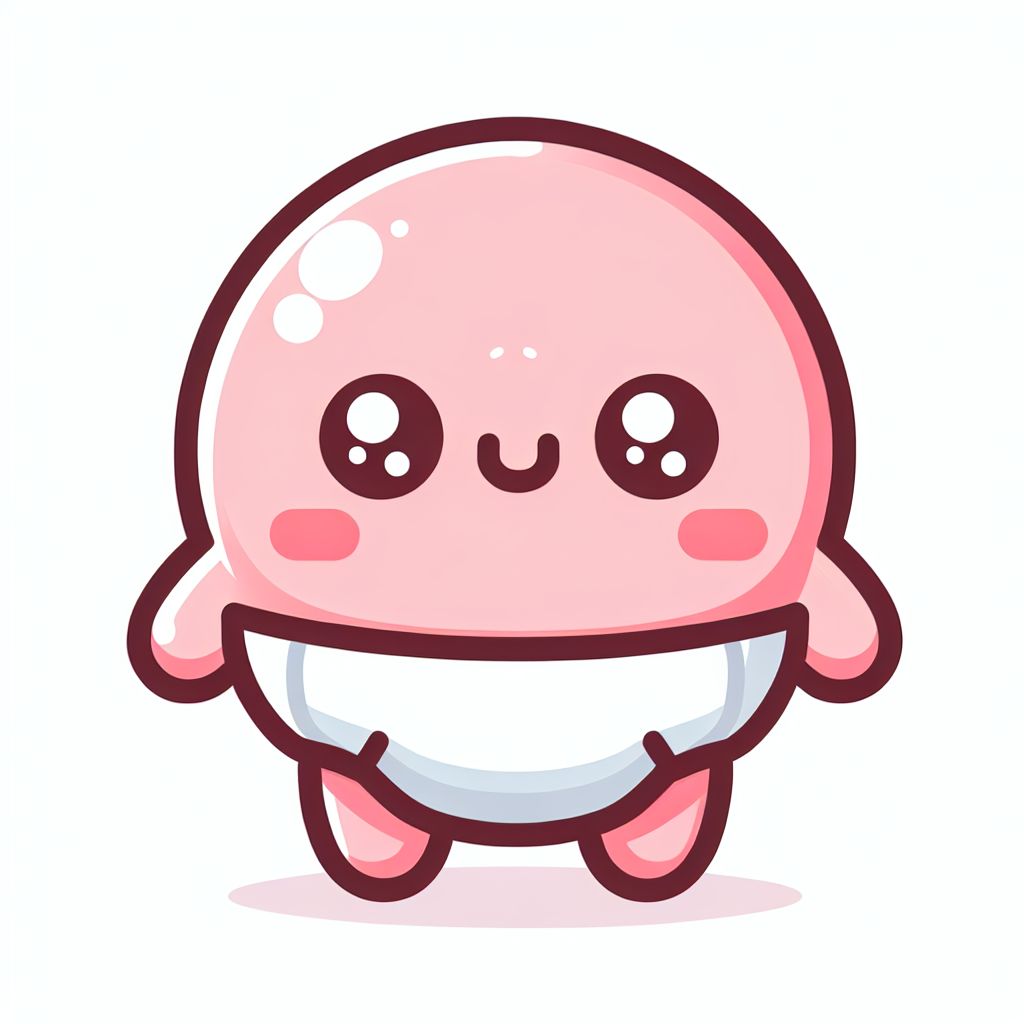 Adorable Round Pink Baby Character in Diapers | AI Art Generator | Easy ...