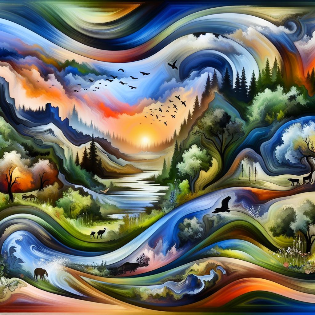 Harmonious Abstract Life: Trees, Rivers, Mountains, Wildlife | AI Art ...
