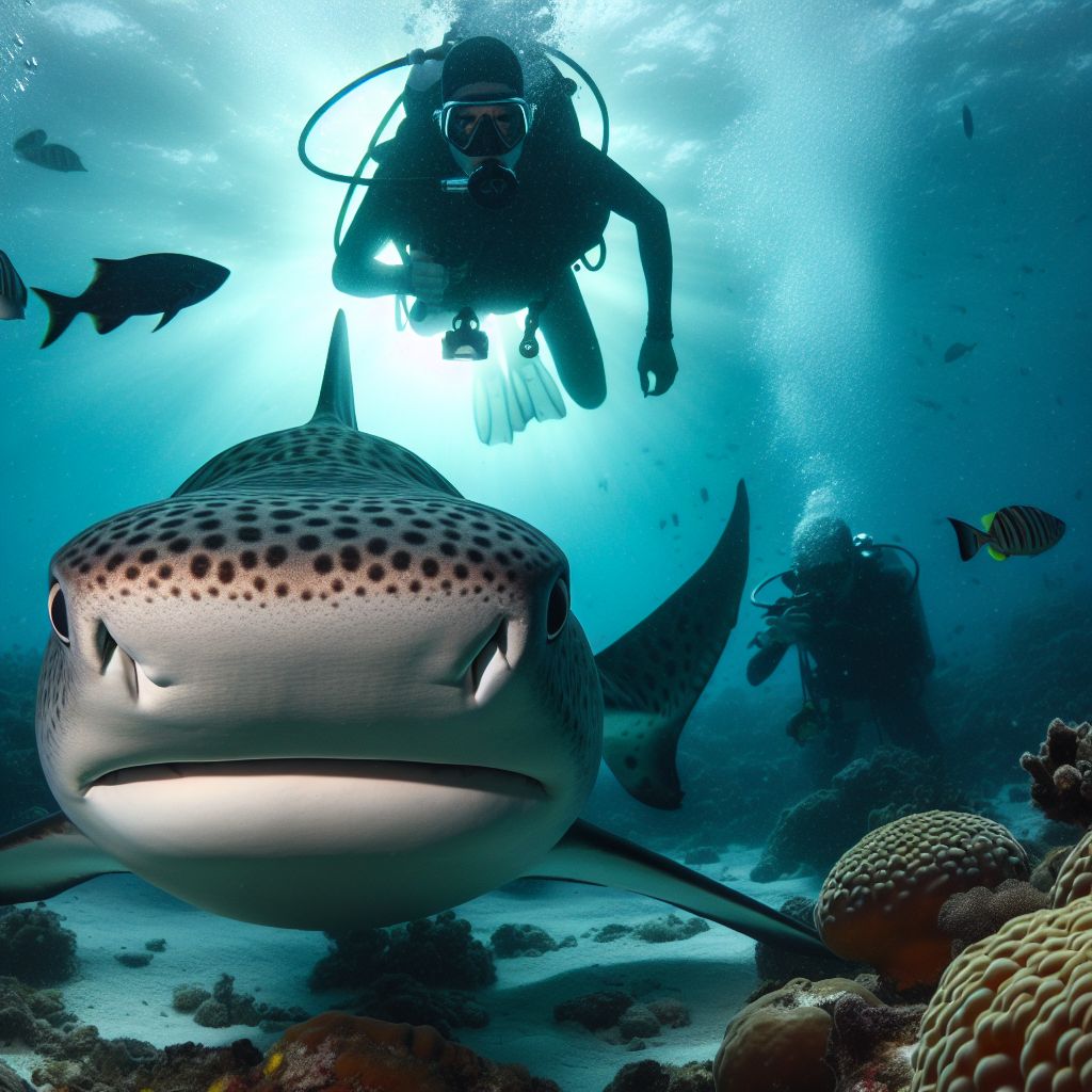 Scuba Diving with Leopard Shark - Exciting Encounter | AI Art Generator ...