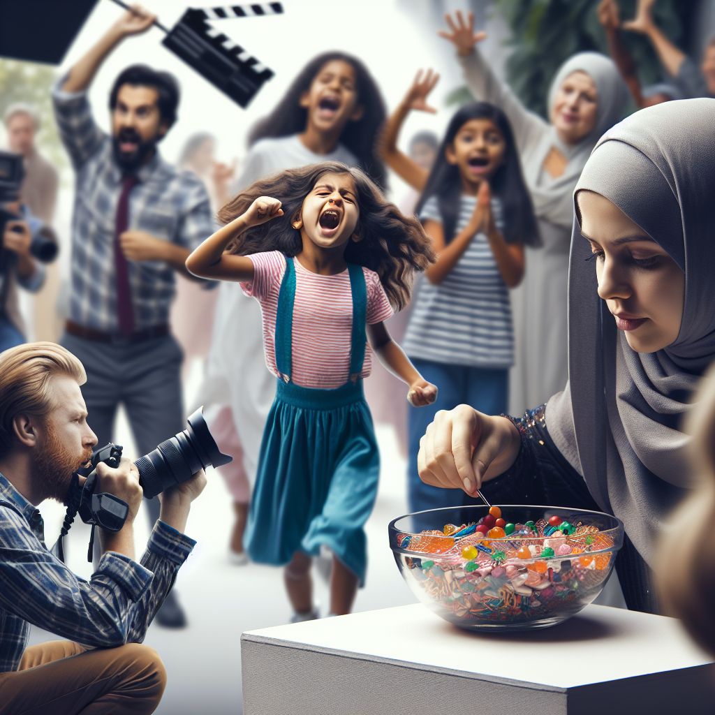 Cinematic Scene with Diverse Cast: Filming Energy and Indulgence | AI ...