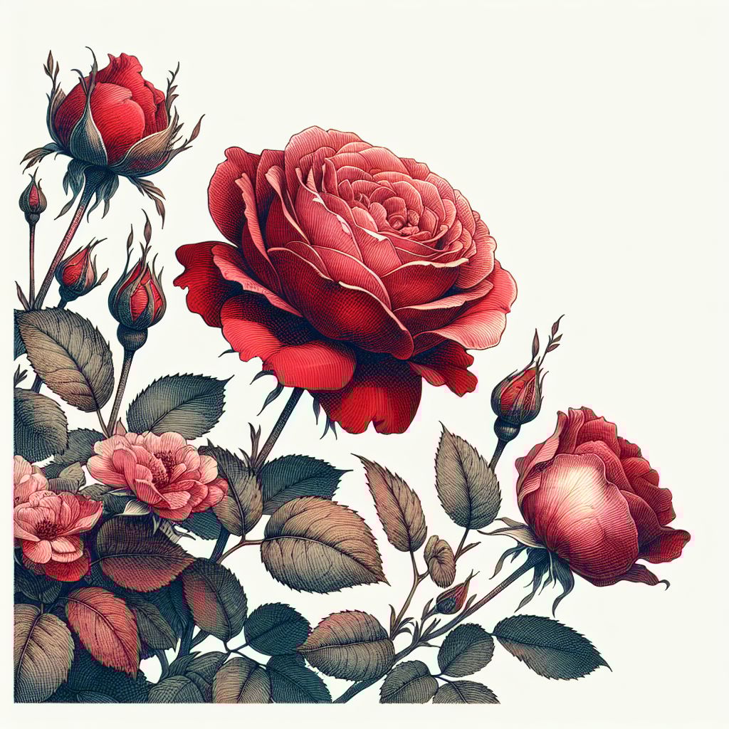 Vintage Watercolor Red Rose Illustration | AI Art Generator | Easy-Peasy.AI