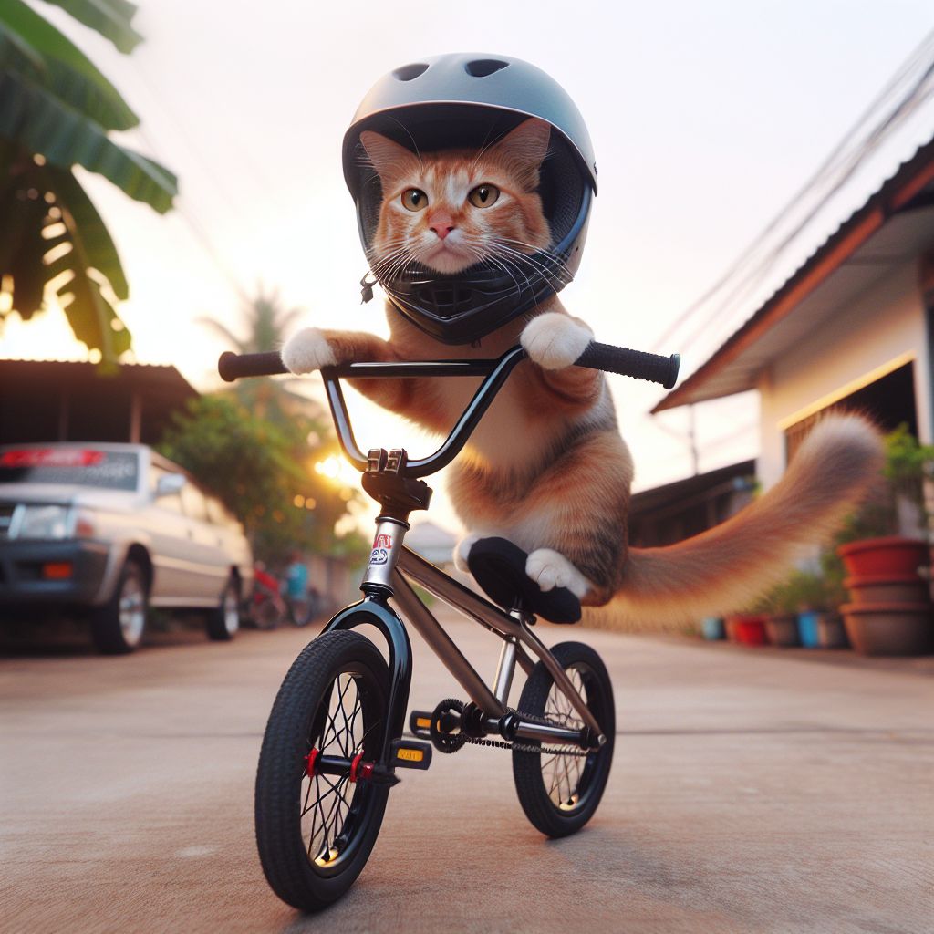 Cat Riding BMX Bike - Fun Feline on Two Wheels | AI Art Generator ...