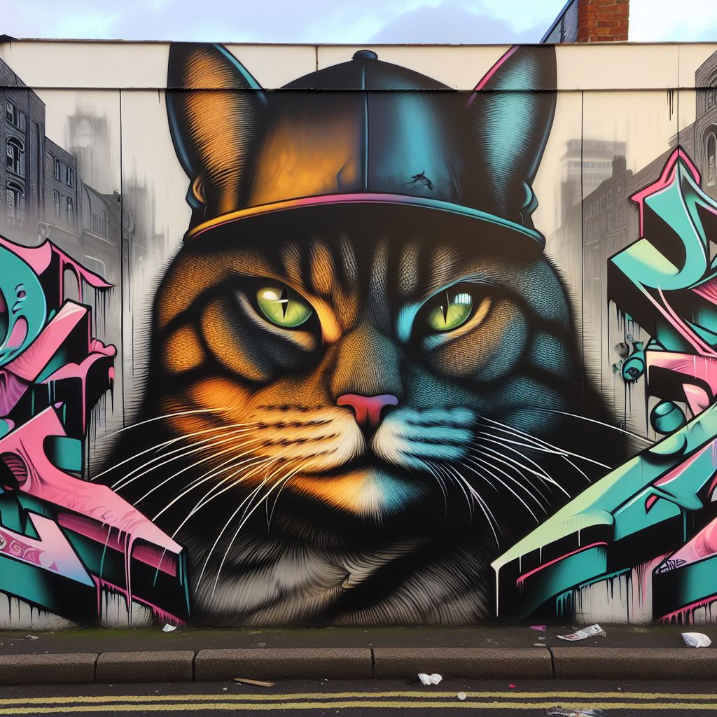 Graffiti Art Style Cat - Urban Feline Street Design | AI Art Generator ...