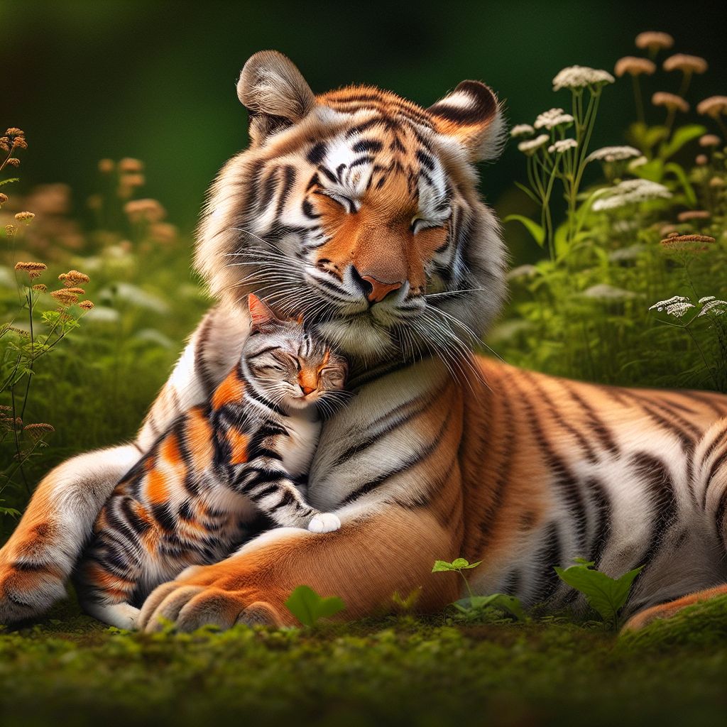 Tiger and Domestic Cat: Unexpected Friendship in the Wild | AI Art ...