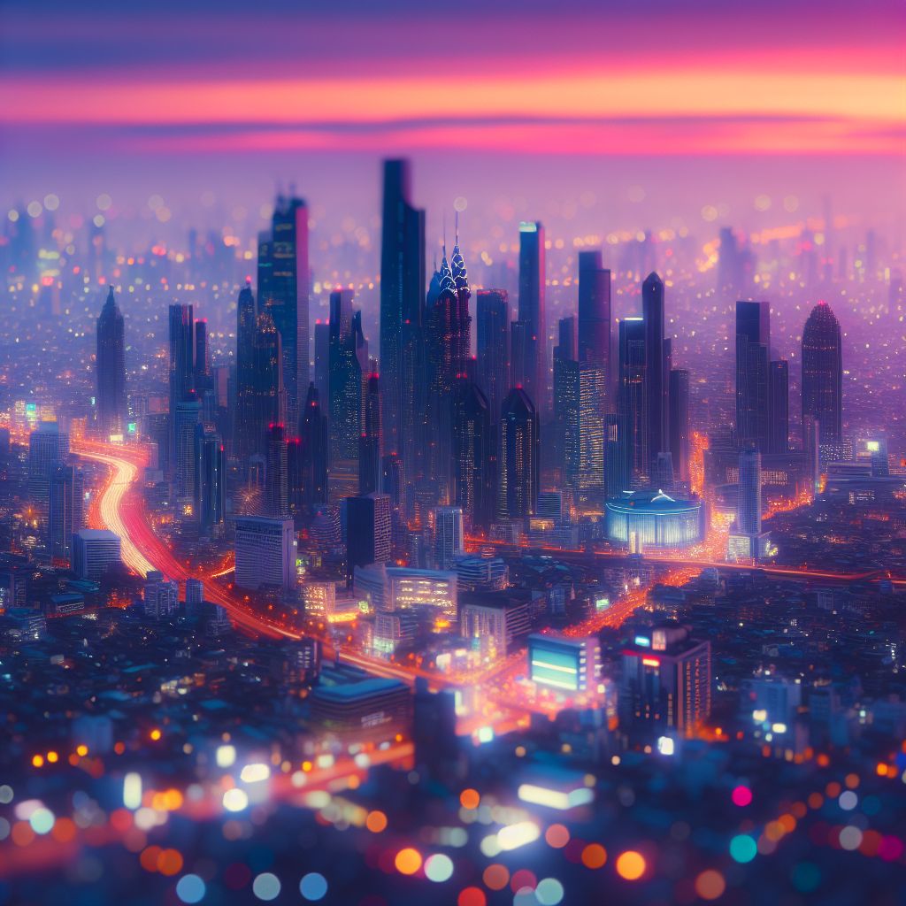 Surreal City Skyline at Dusk: Miniature Urban Landscape | AI Art ...