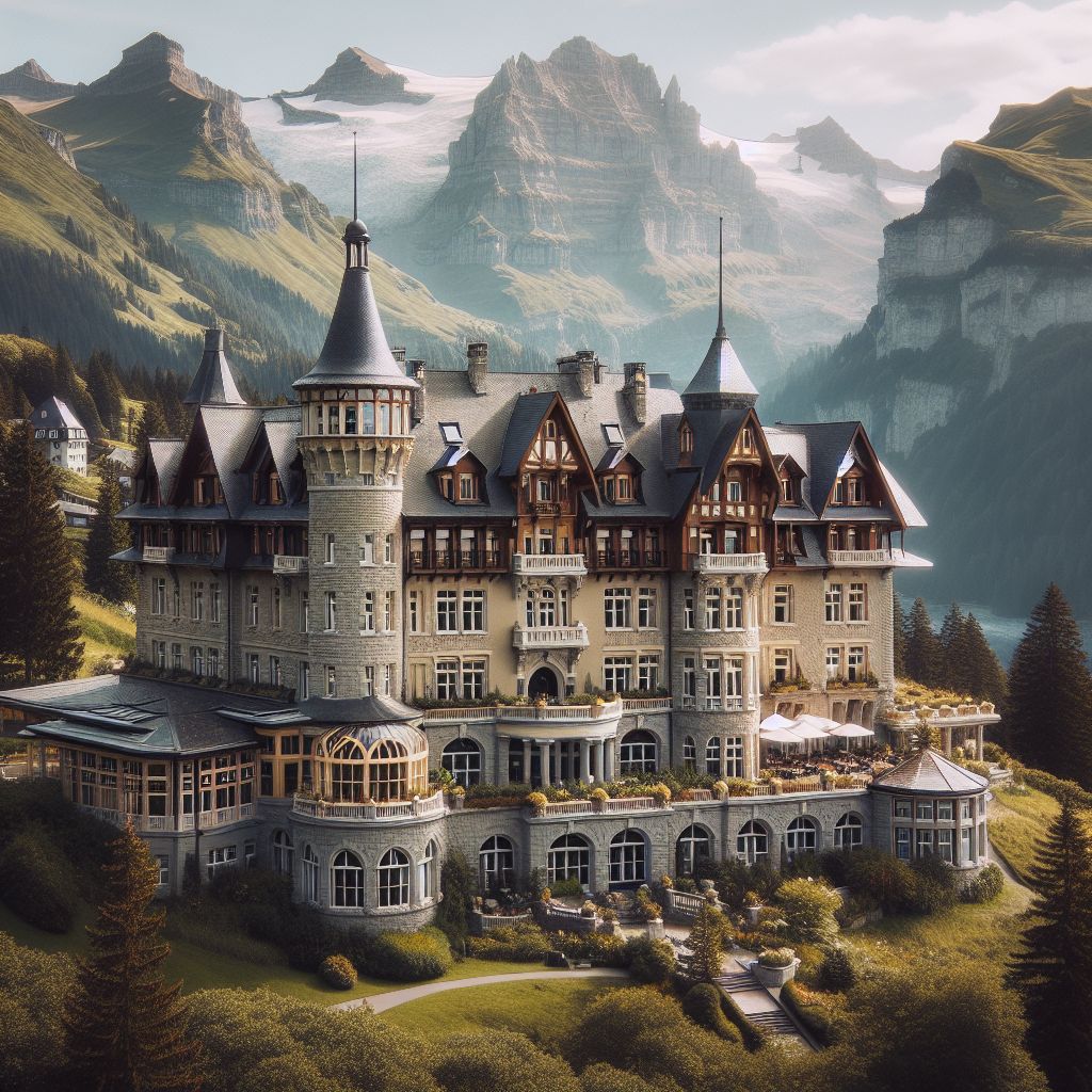 Luxury Mountain Resort Hotel | Idyllic Alpine Accommodation | AI Art ...