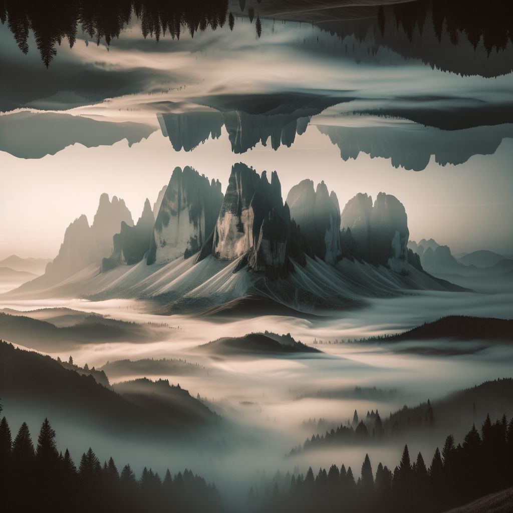 Inverted Realistic Mountain Range Painting | Nature's Resilience | AI ...