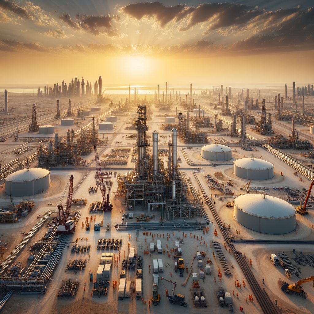 Qatar Oil Companies: Industrial Complexes & Workers at Sunset | AI Art ...