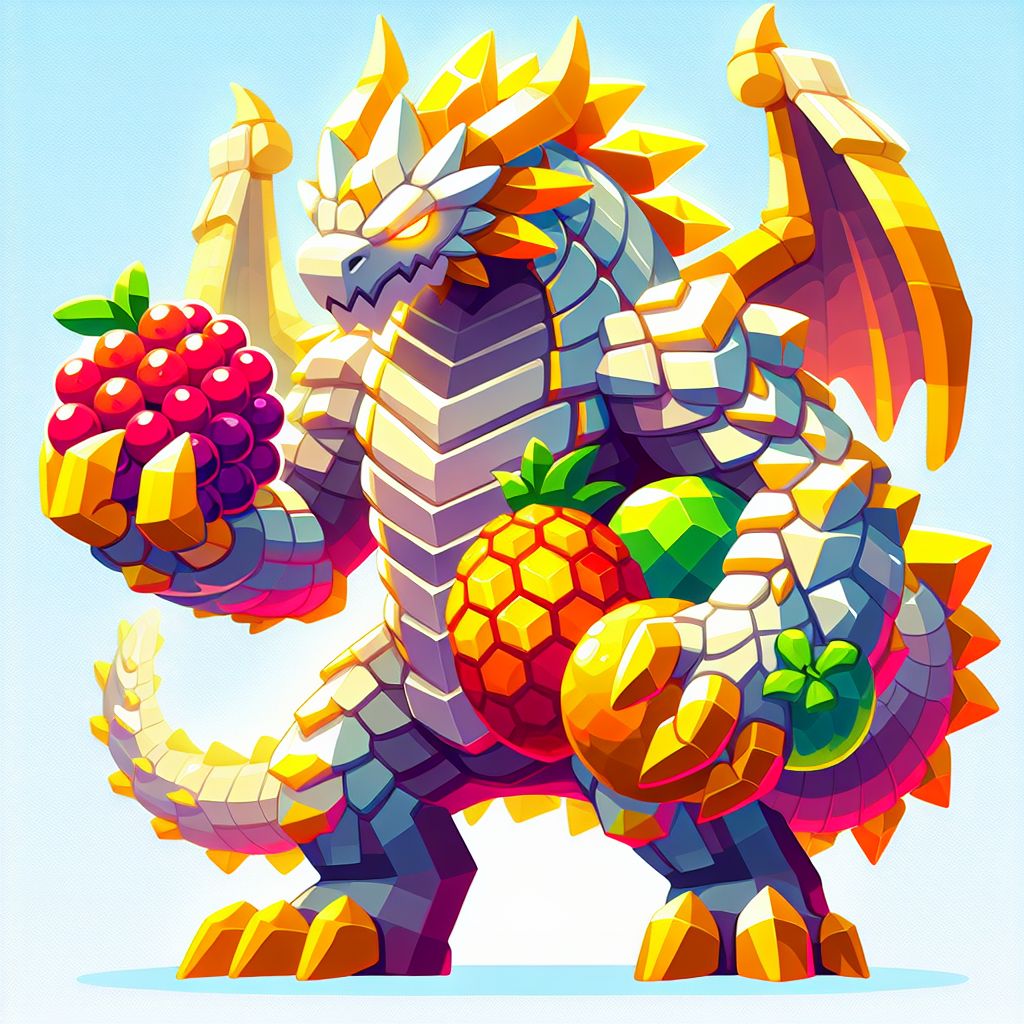 Fruit Blocks Game Dragon: Ferocious & Majestic Character Design | AI ...