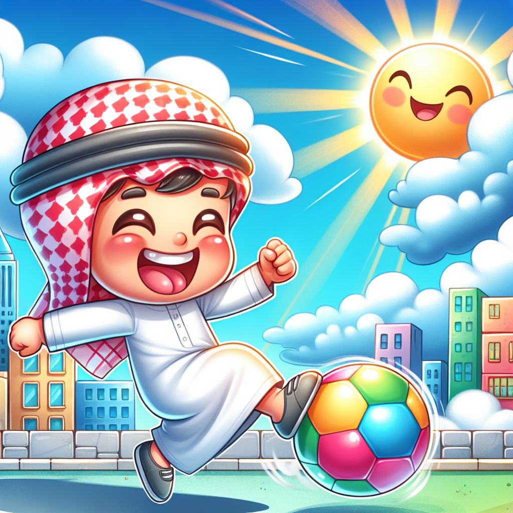 Joyful Middle Eastern Child Playing on Colorful City Street | AI Art ...
