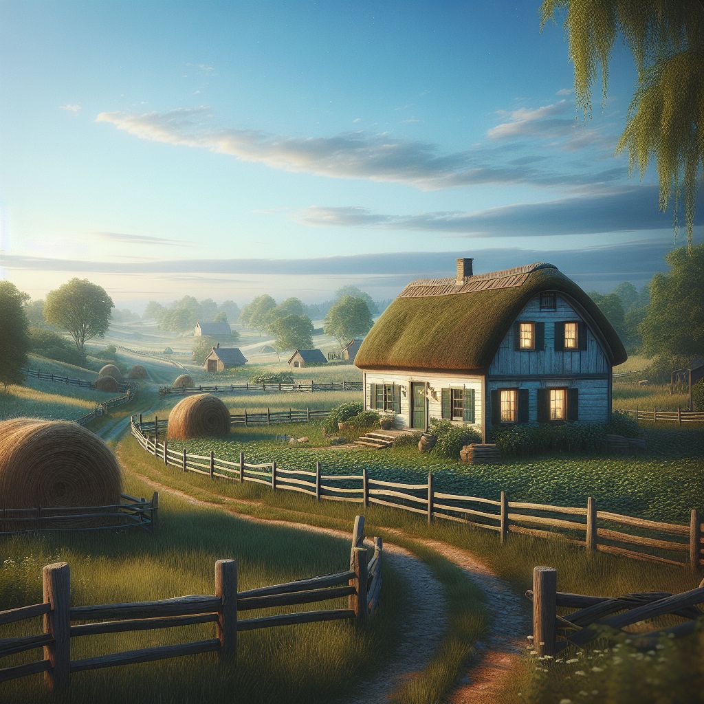 Peaceful Farmland Landscape with a Quaint House | AI Art Generator ...