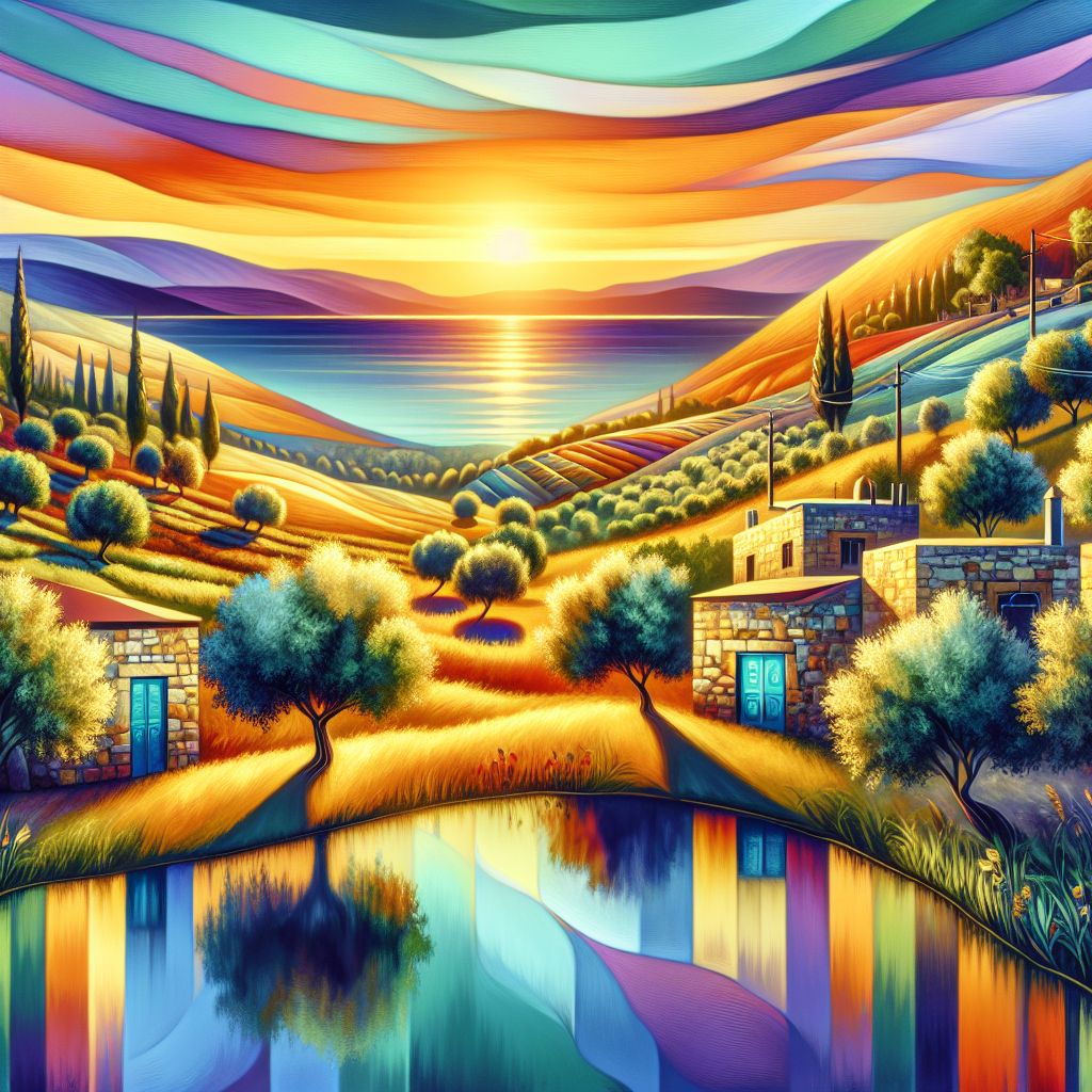 Tranquil Palestinian Landscape with Olives and Stone Houses | AI Art ...