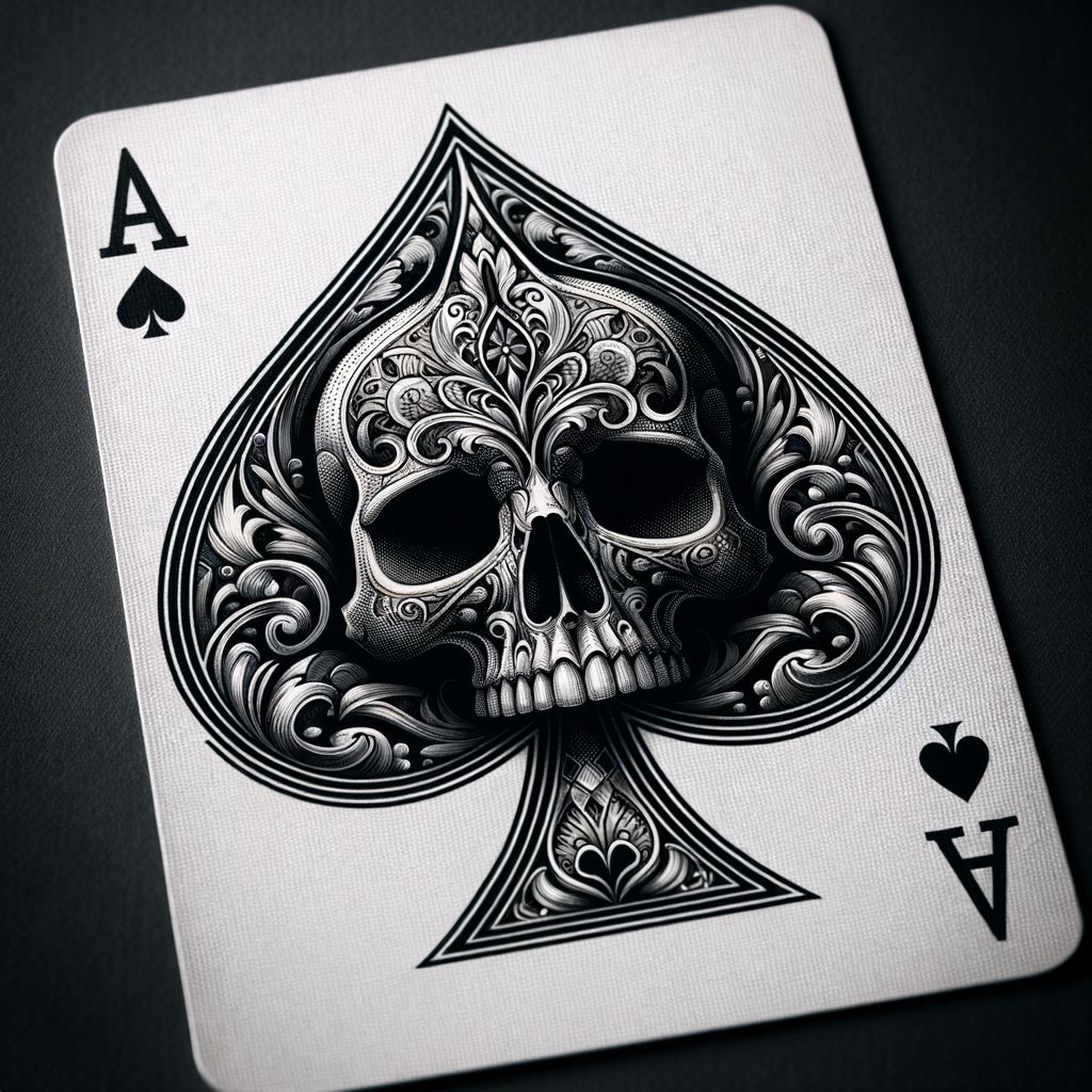 Intricately Designed Ace of Spades Card with Skull Illustration | AI ...