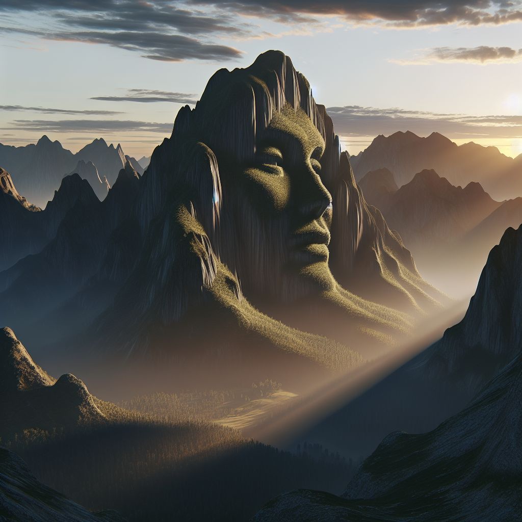 Mountain Face Landscape at Sunset - Mystical Nature Beauty | AI Art ...