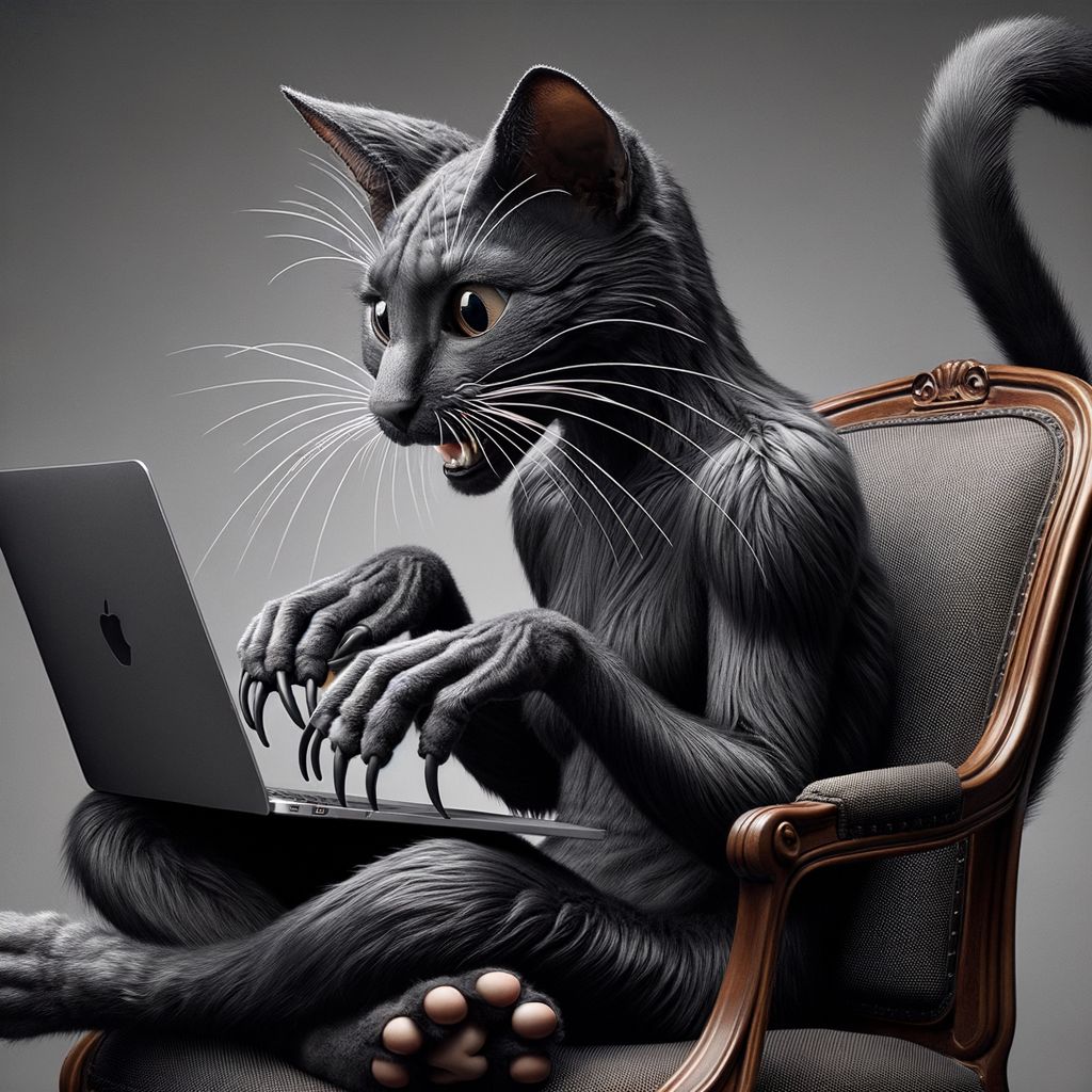 Feline-Humanoid Cat Figure Admiring Fish Photos | Website Name | AI Art ...
