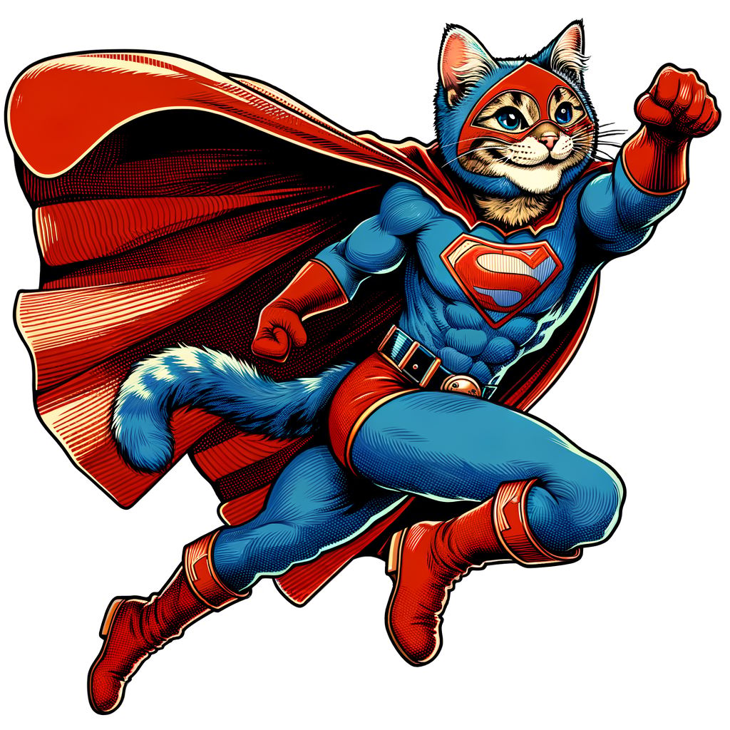 Playful Superhero Cat Illustration | Comic Book Style Art | AI Art ...