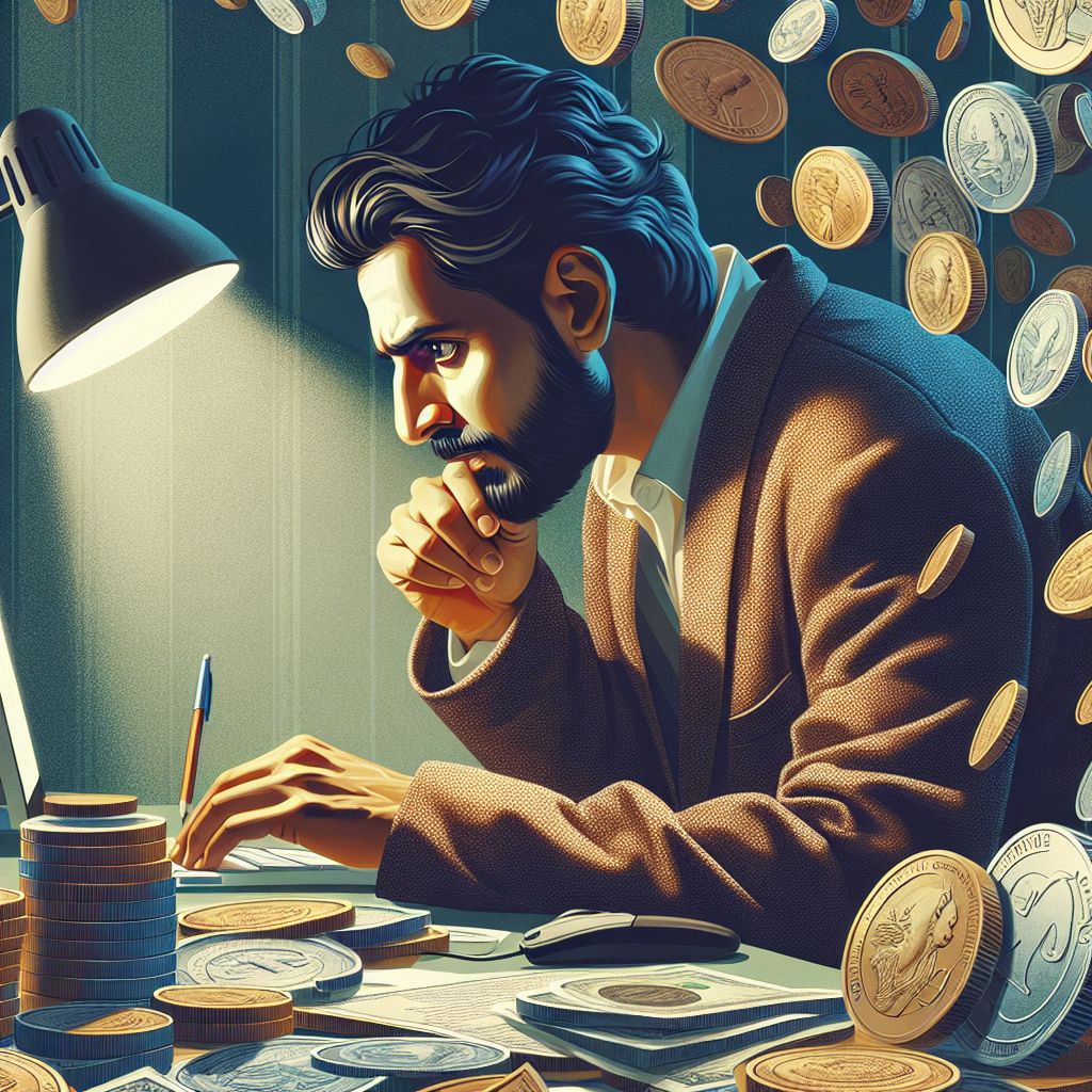 Determined South Asian Man Studying Surrounded by Currency | AI Art ...