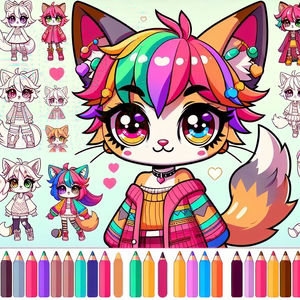 Anime-Style Anthropomorphic Cat with Vibrant Design | AI Art Generator ...