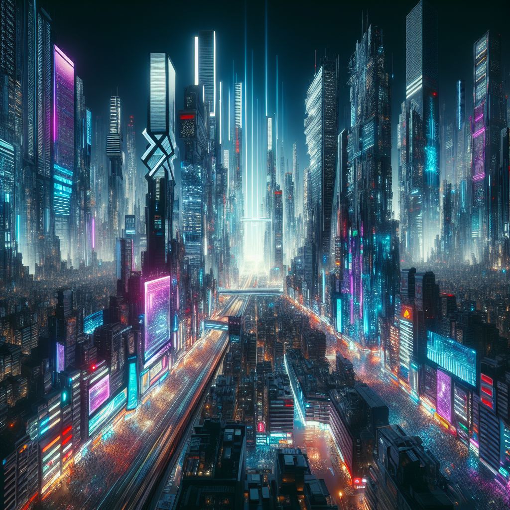 Futuristic Cyberpunk Cityscape at Night | Neon Skyscrapers | AI Art ...