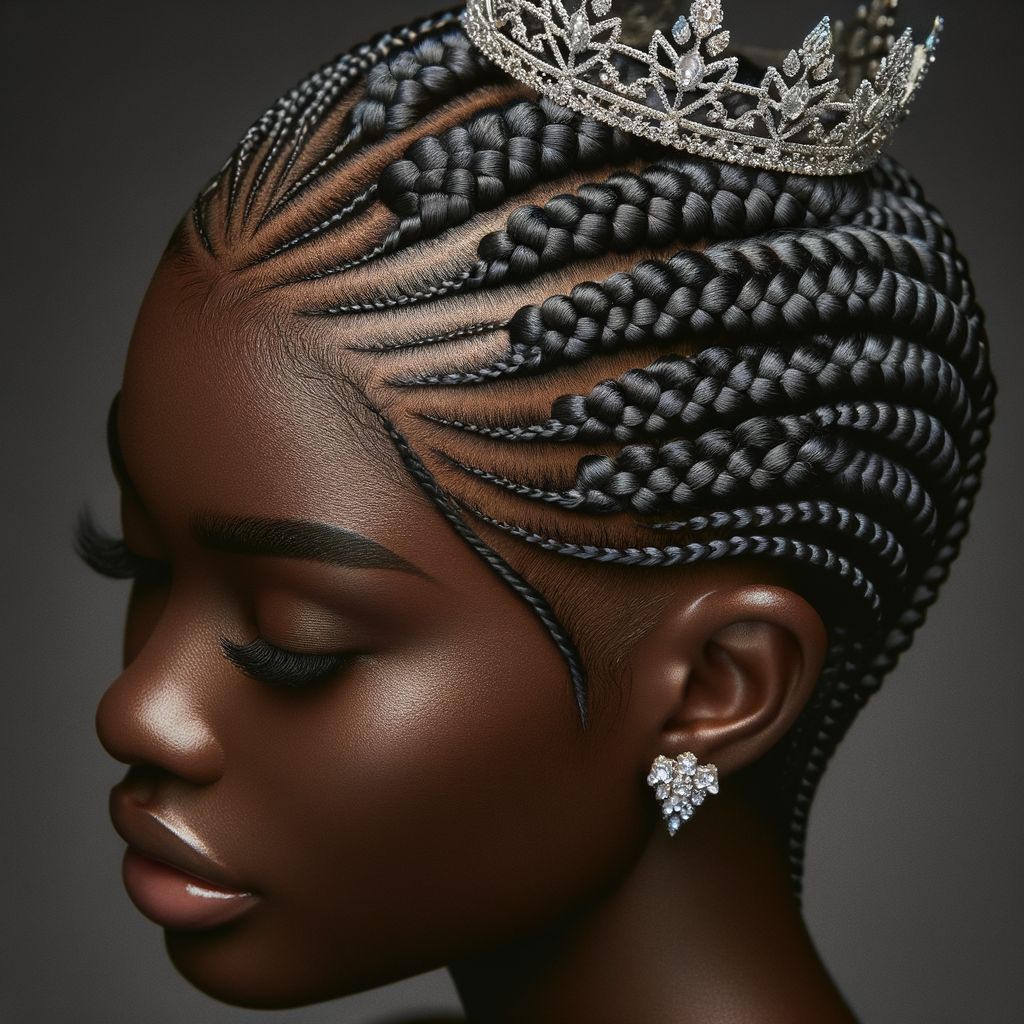 Nagô Braids Hairstyle with Sparkly Tiara - Artful African Braiding | AI ...