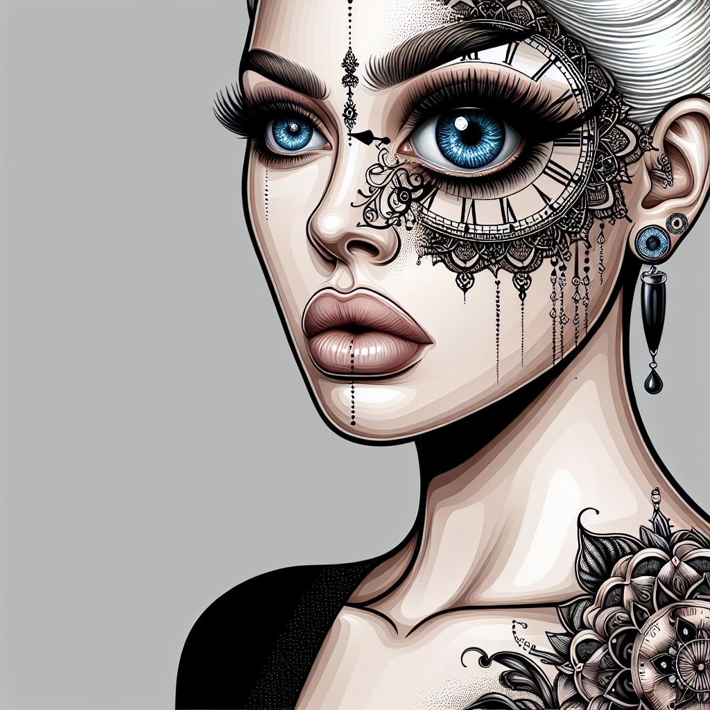 Unique Woman with White Hair and Clock Hand-shaped Eye | AI Art ...