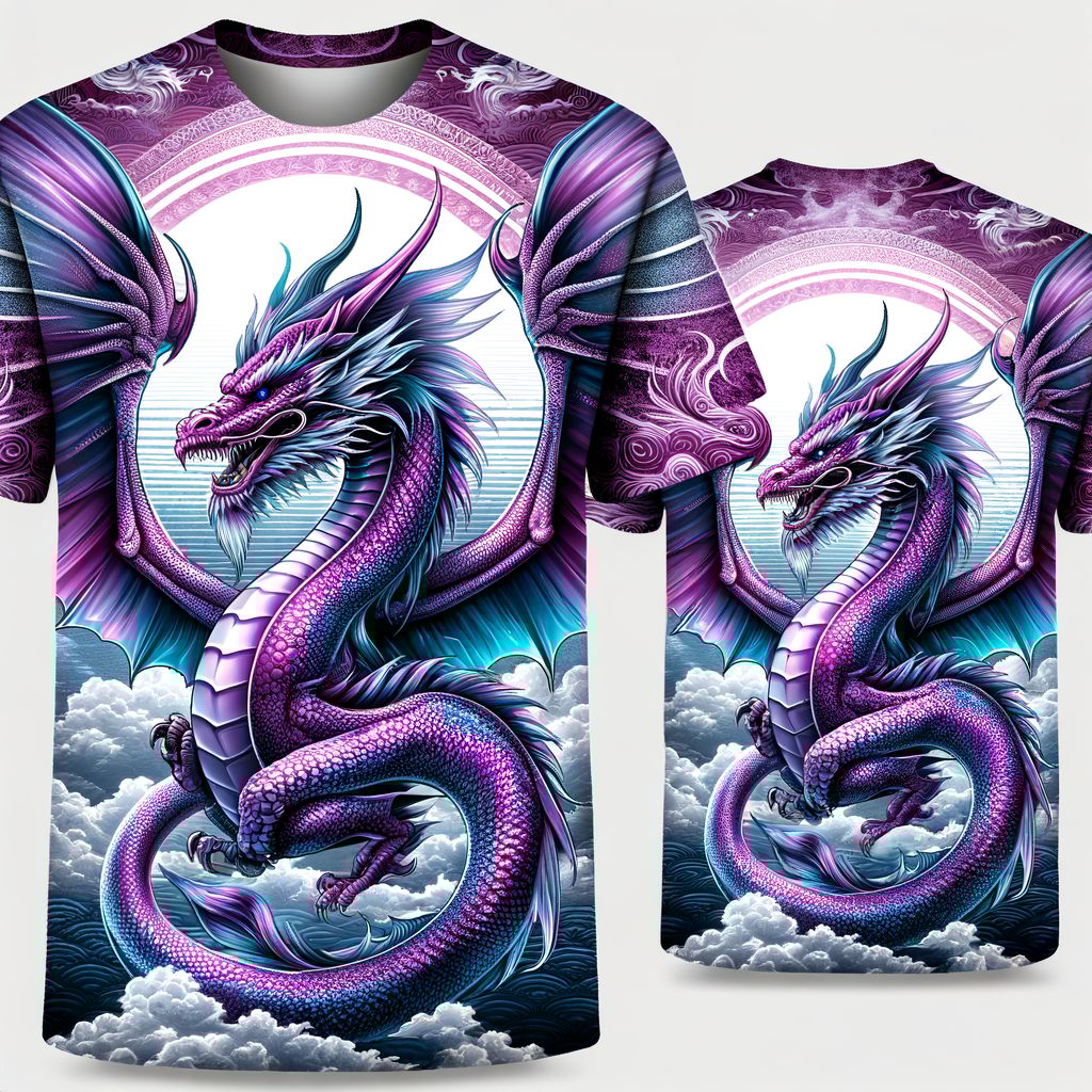 Exotic Violet Dragon Sublimation T-Shirt Design | AI Art Generator ...