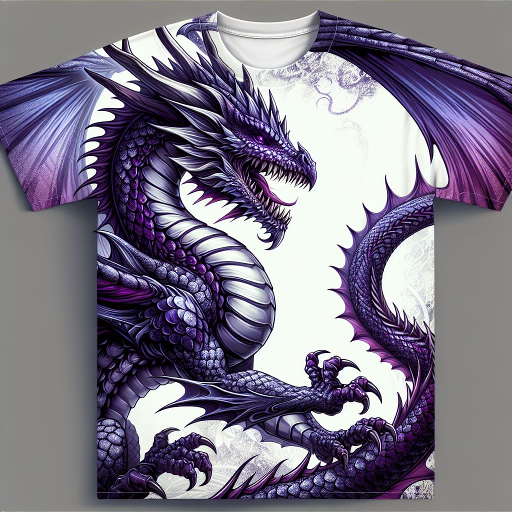 Majestic Violet Dragon Sublimation T-Shirt Design | AI Art Generator ...
