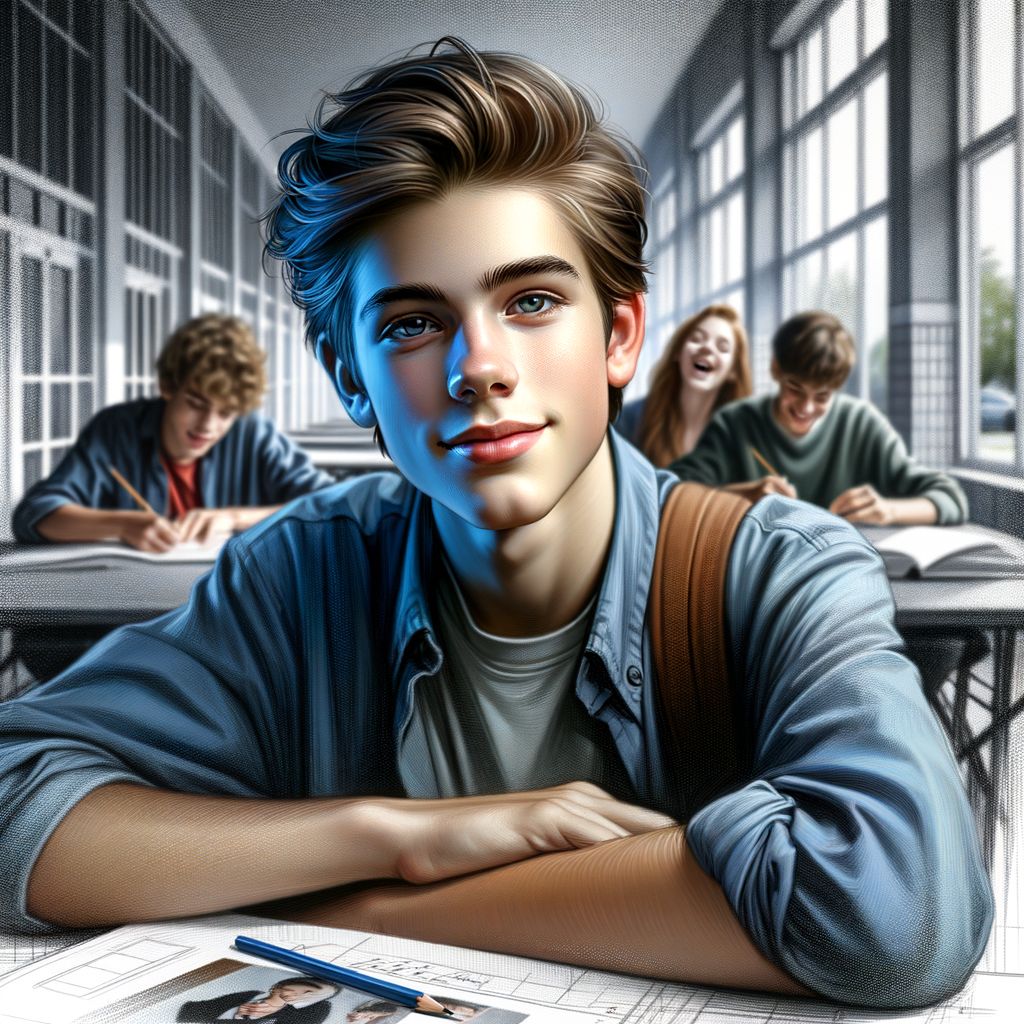 Contemporary Teenage Boy Art Portrait | Youthful & Vibrant Image | AI ...