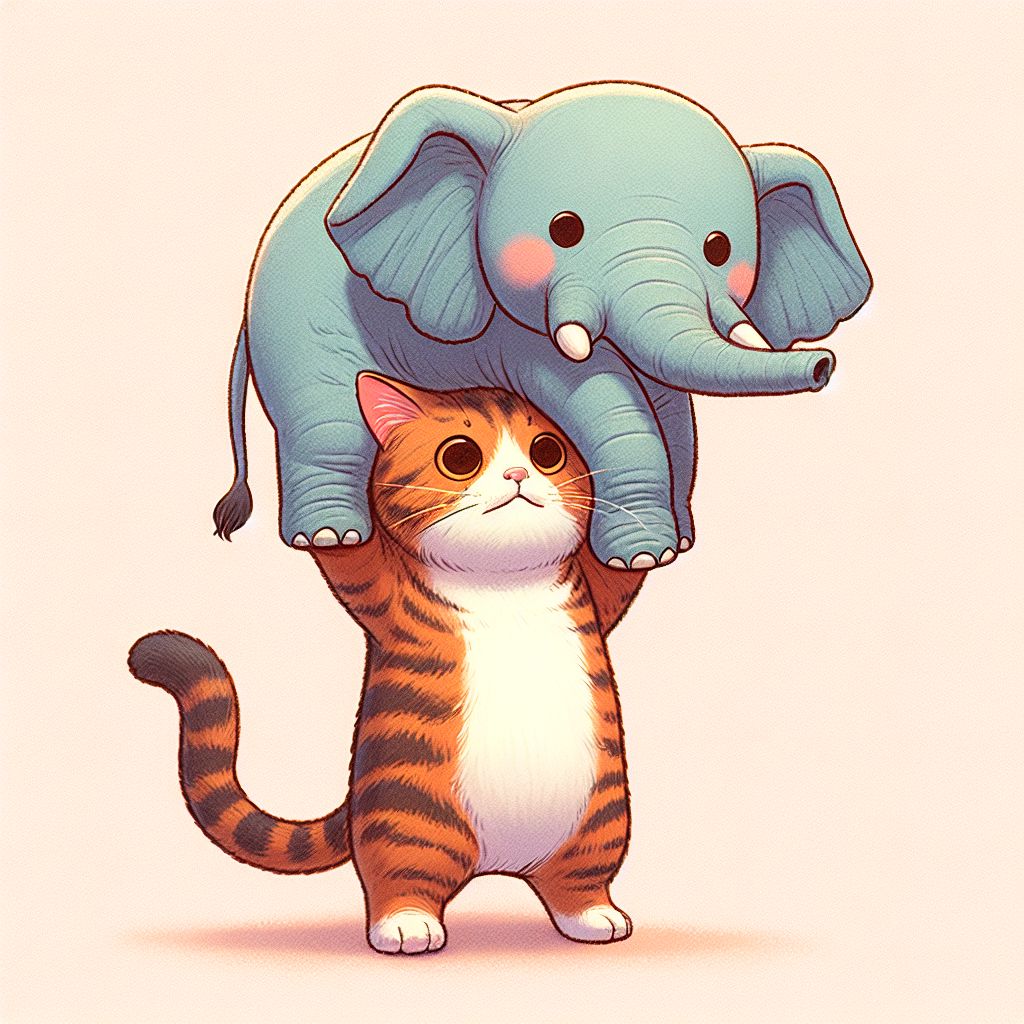 Cat Carrying Elephant: Unique Illustration | AI Art Generator | Easy ...