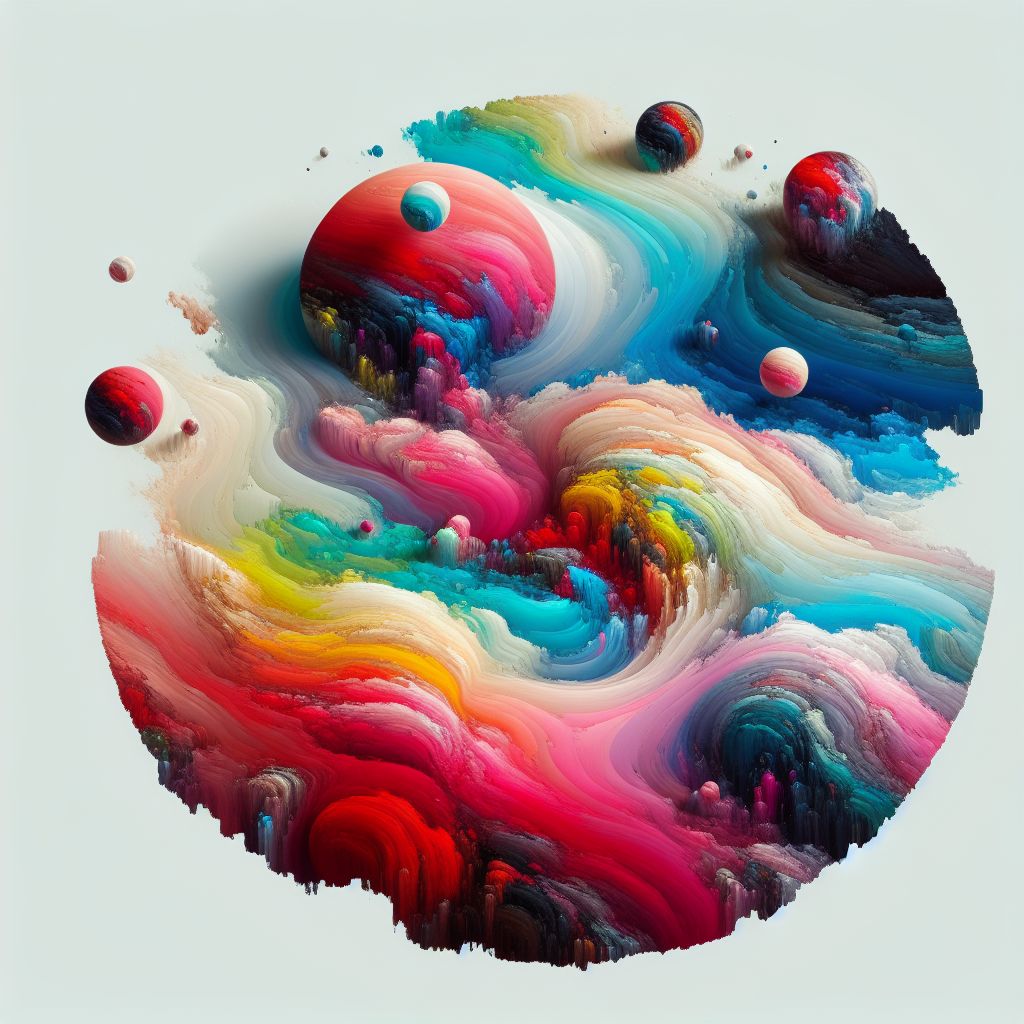 Alien Planet Oil Painting - Vibrant Color Palette on White Background ...