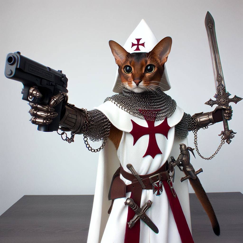 Majestic Abyssinian Cat Warrior in Templar Attire | Feline Fantasy Art ...