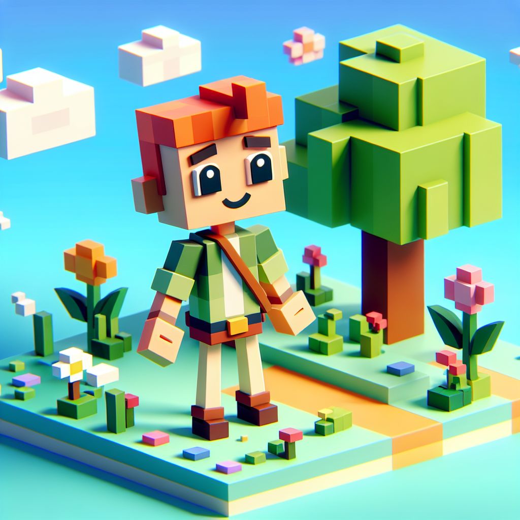 Whimsical Voxel Character in Virtual World | Animated Film Style | AI Art Generator | Easy-Peasy.AI