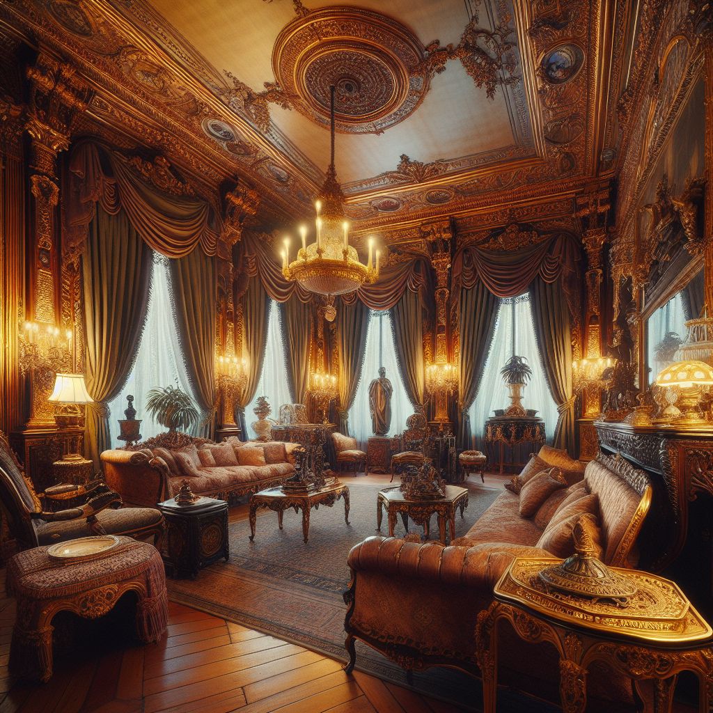 Luxurious Late 19th-Century Salon with Vintage Style | AI Art Generator ...