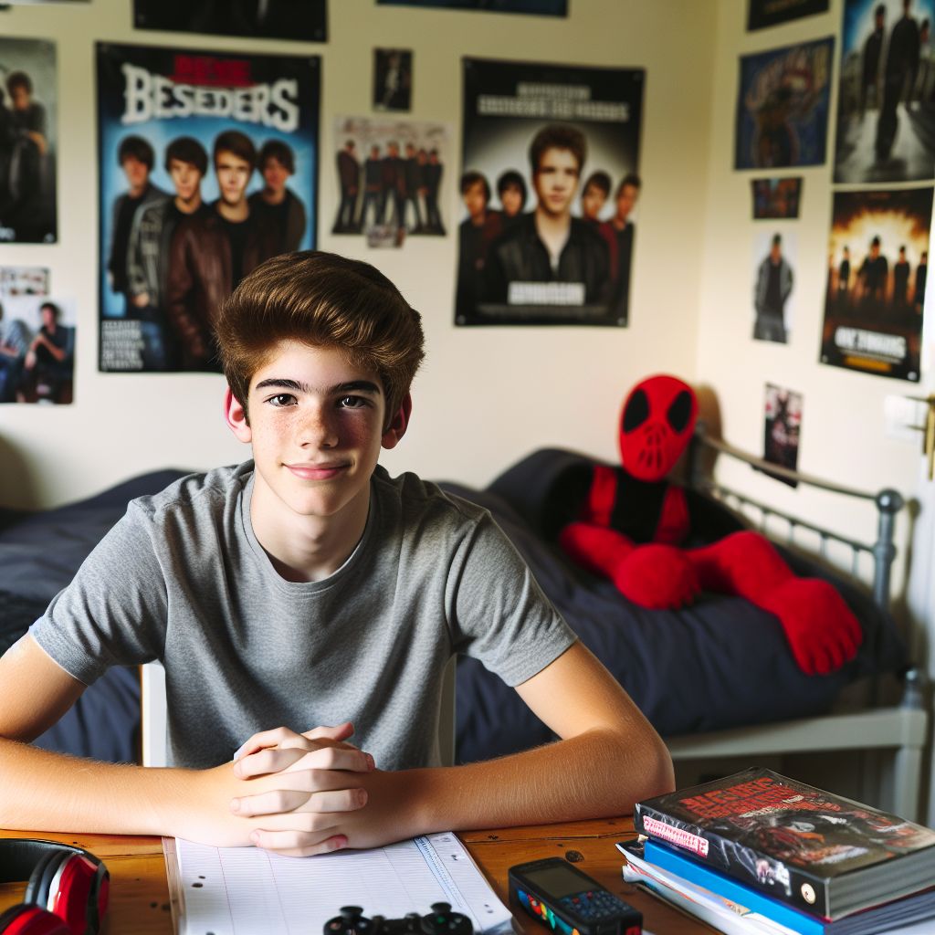 Teenage Boy's Bedroom Portrait: Lifestyle and Personality Captured | AI ...