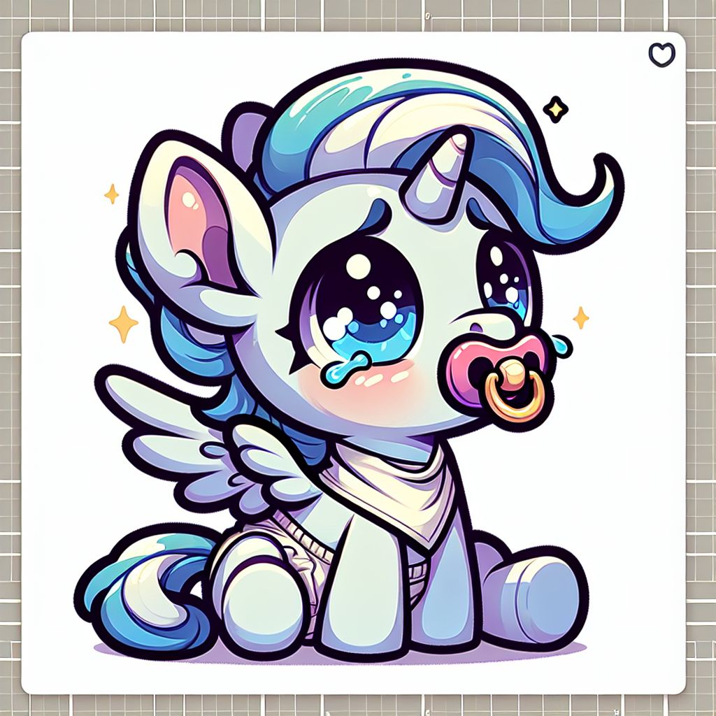 Adorable Small Fantasy Pony in Diaper with Pacifier Crying | AI Art ...