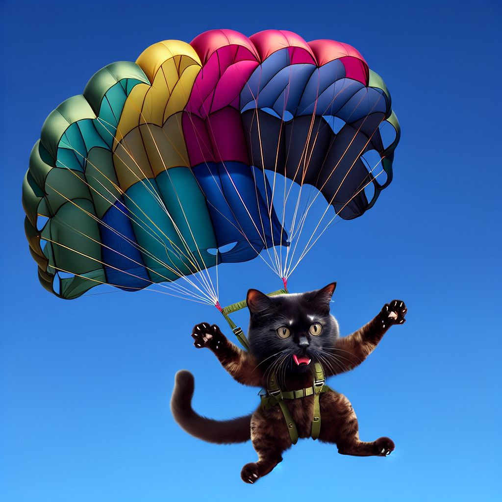 Playful Cat Parachuting in the Sky - Daring and Exciting | AI Art ...