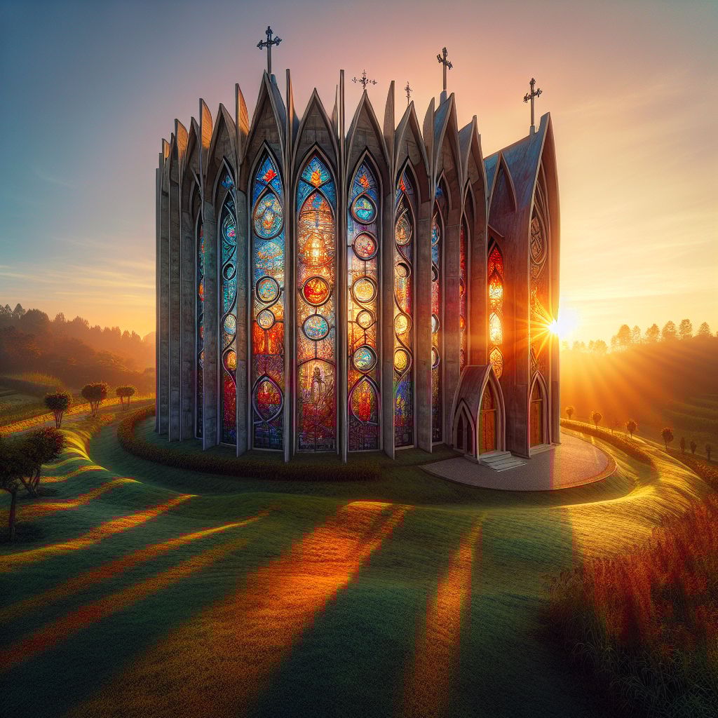 Tranquil Sunset View of a Beautiful Church | AI Art Generator | Easy ...