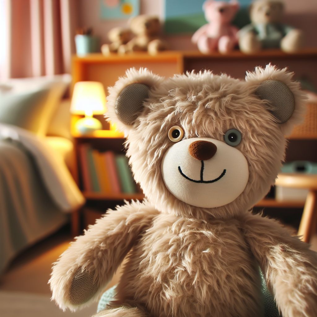Soft Plush Toy with Button Eyes | Pastel Colors | Cozy Room | AI Art ...