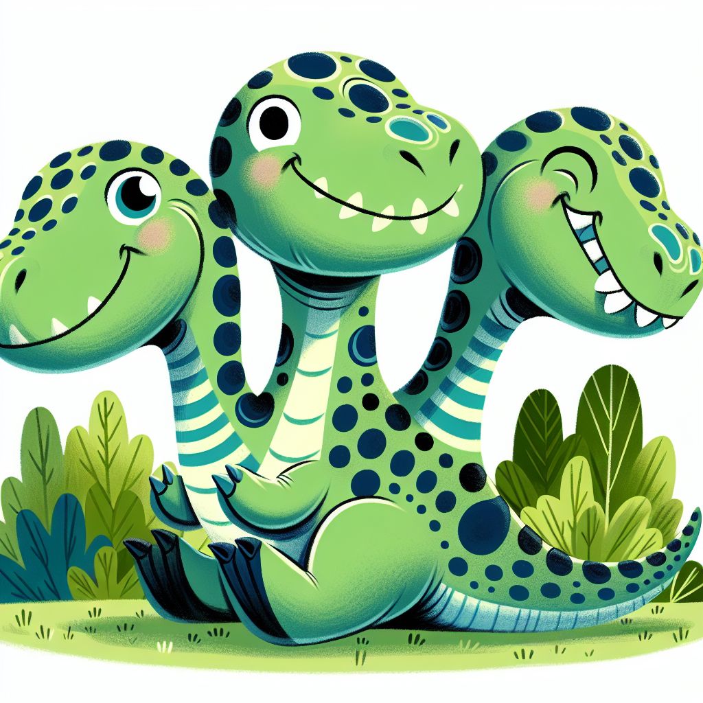 Charming Triple-Headed Dinosaur in Lush Prehistoric Landscape | AI Art ...