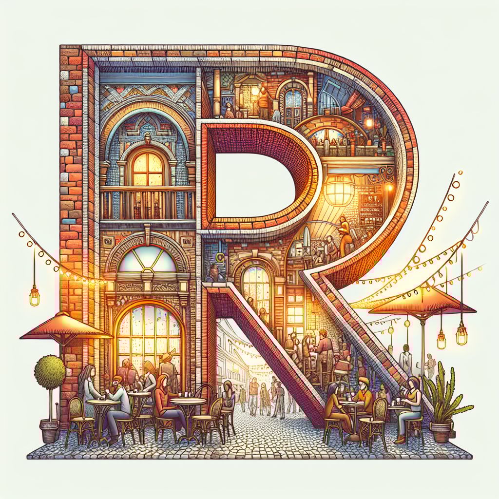 R Cafe Scene Illustration | Rustic Brick Design with Diverse Customers ...