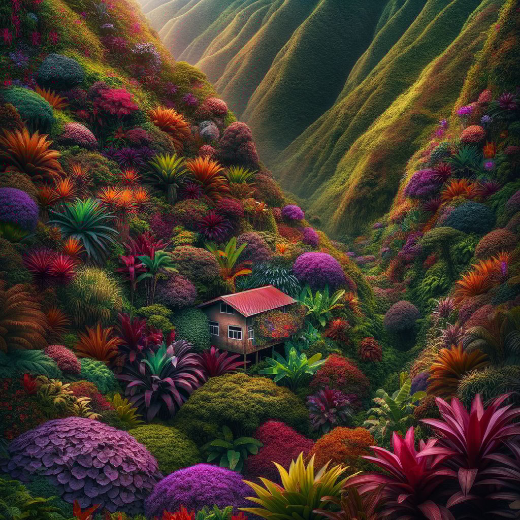 Colorful Paradise in Lush Valleys | Dreamlike Home Amid Nature | AI Art ...