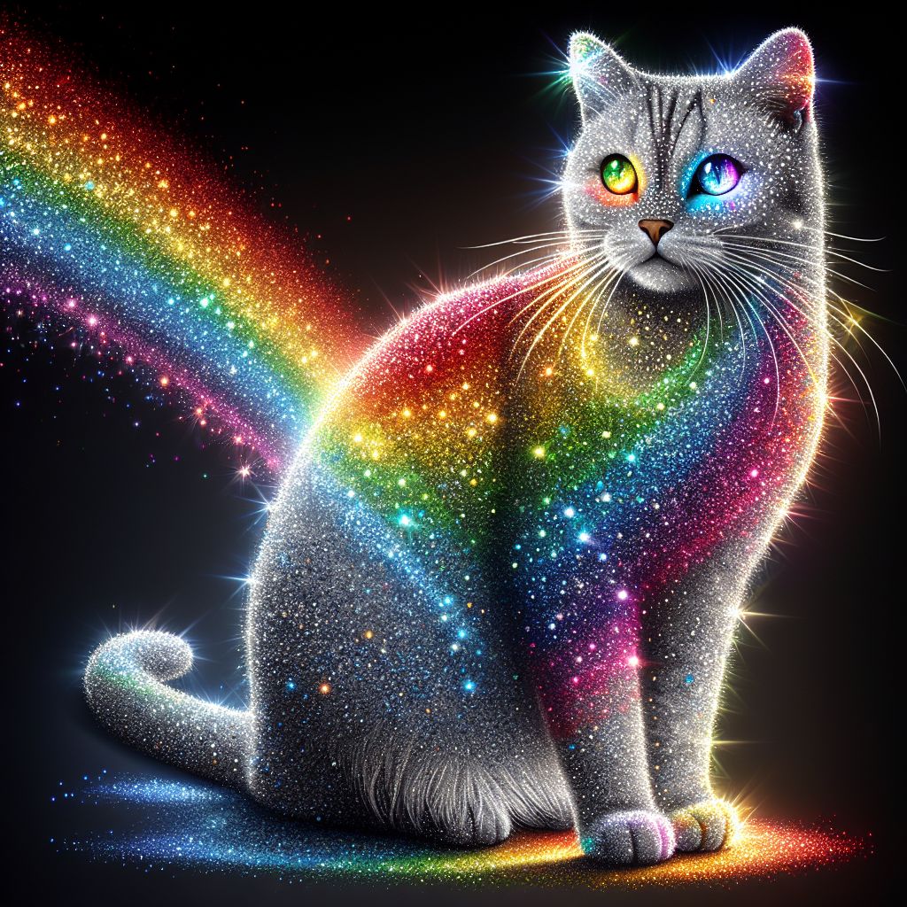 Glitter Rainbow Cat: Spectacular Image of a Colorful Feline | AI Art ...