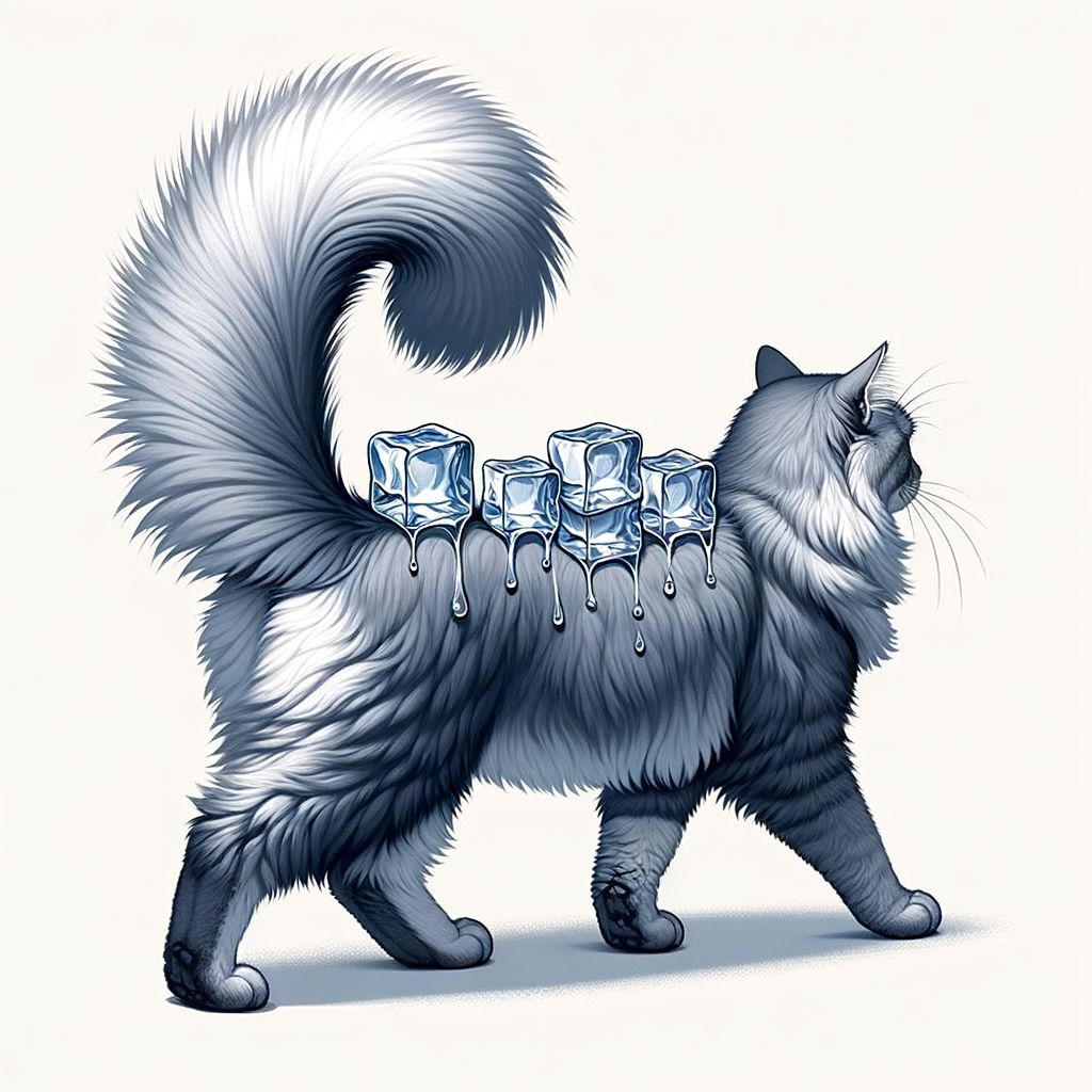 Grey Cat with Ice Cubes: A Unique Visual Encounter | AI Art Generator ...