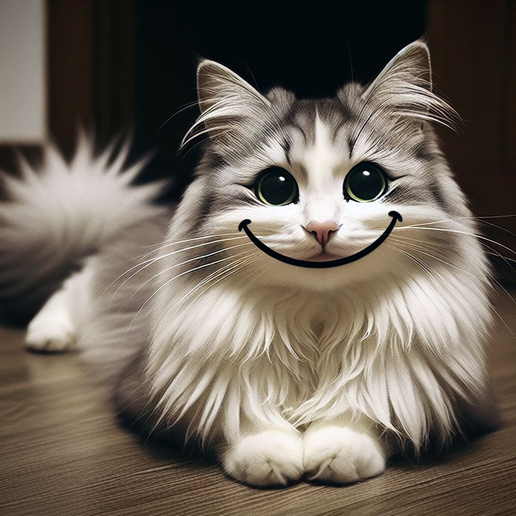 Adorable Fluffy Cat with Heartwarming Smile | Green Eyes | AI Art ...